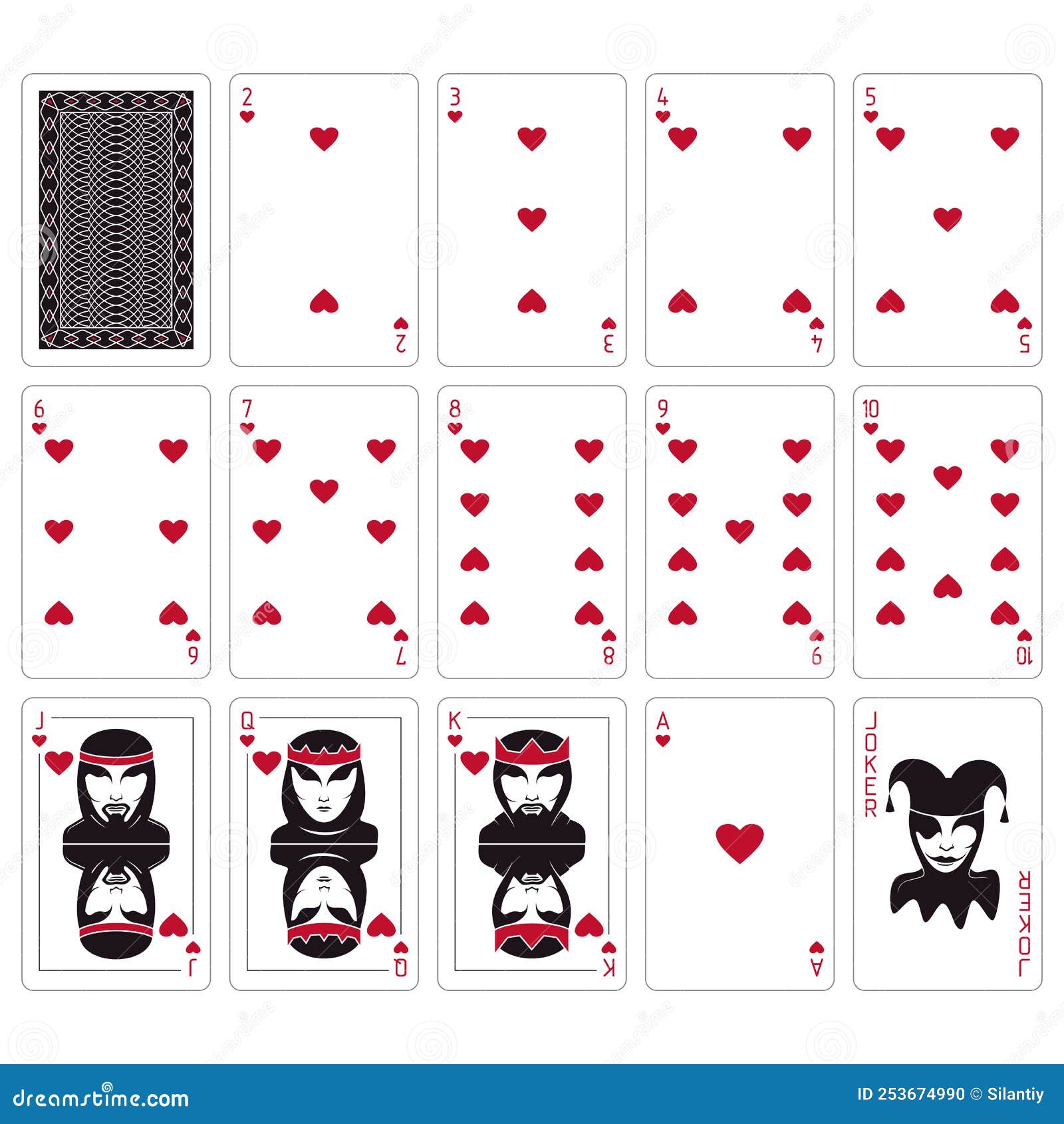 Playing cards. Hearts stock vector. Illustration of paper - 253674990