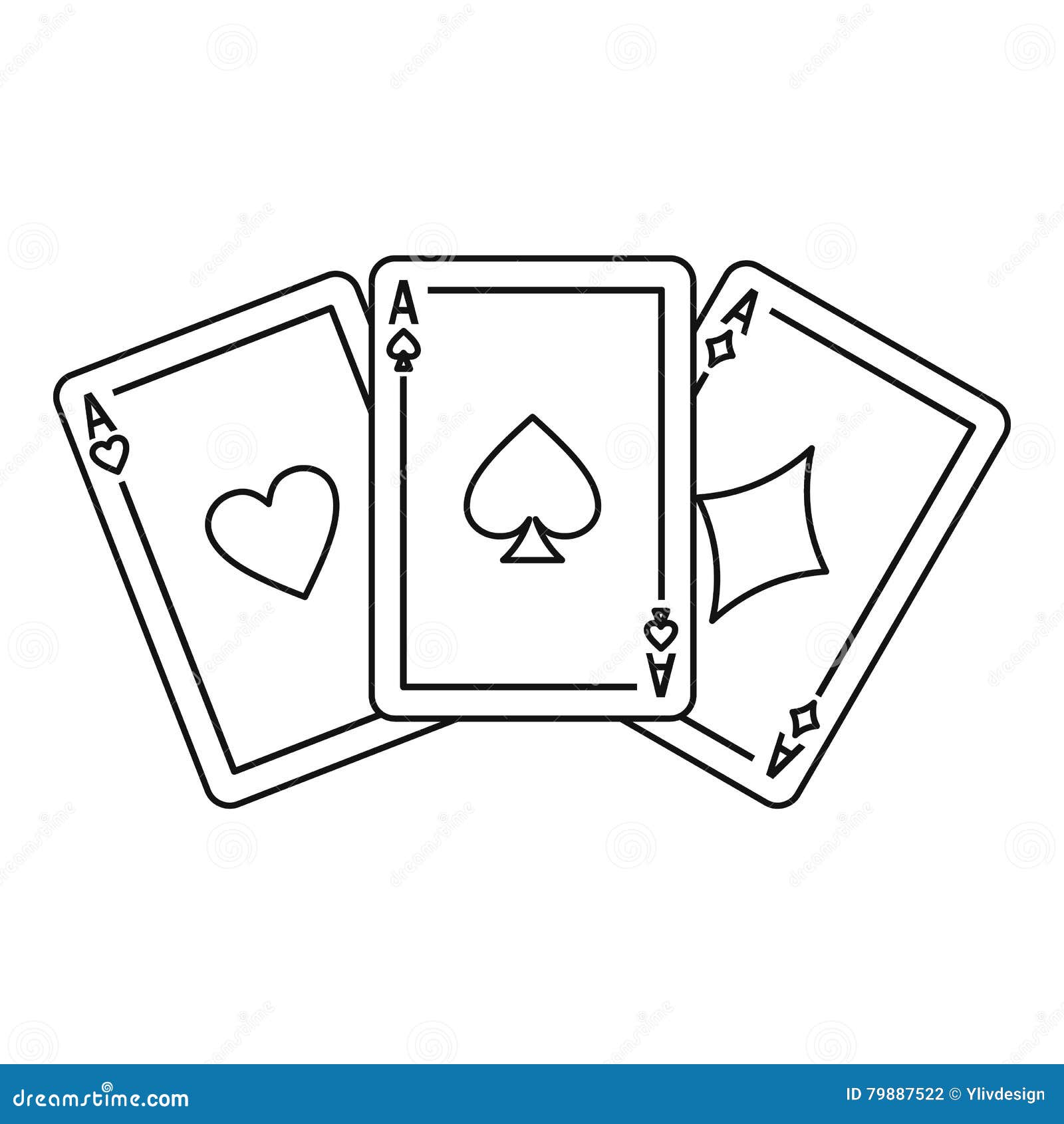 Playing Cards Icon, Outline Style Vector Illustration | CartoonDealer ...