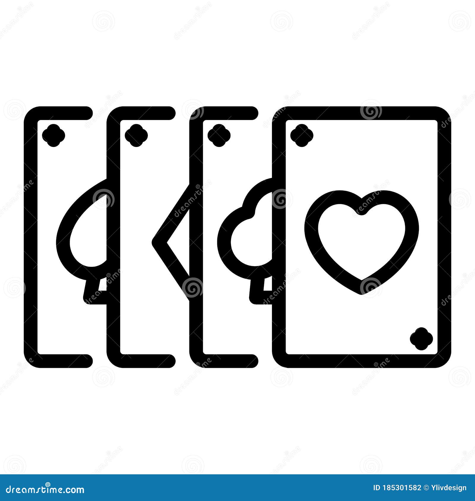 Playing Cards Icon, Outline Style Stock Vector - Illustration of paper ...