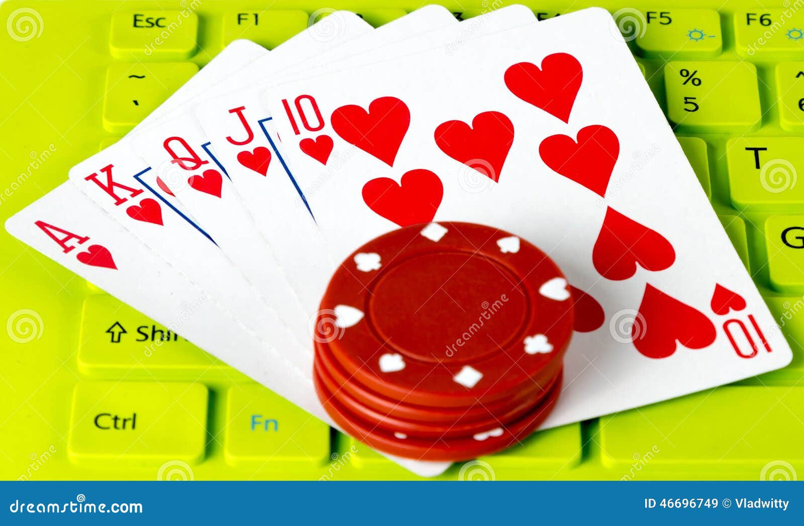 Playing Cards in Keyboard Green Stock Image - Image of play, club: 46696749