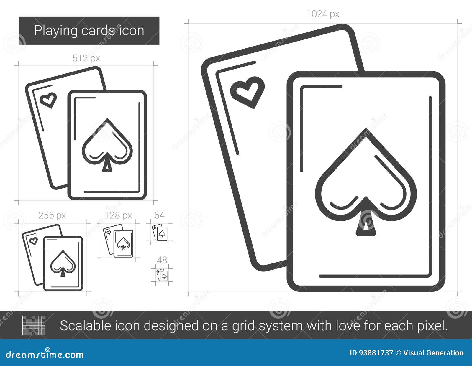 Playing cards line icon. stock vector. Illustration of draw - 93881737