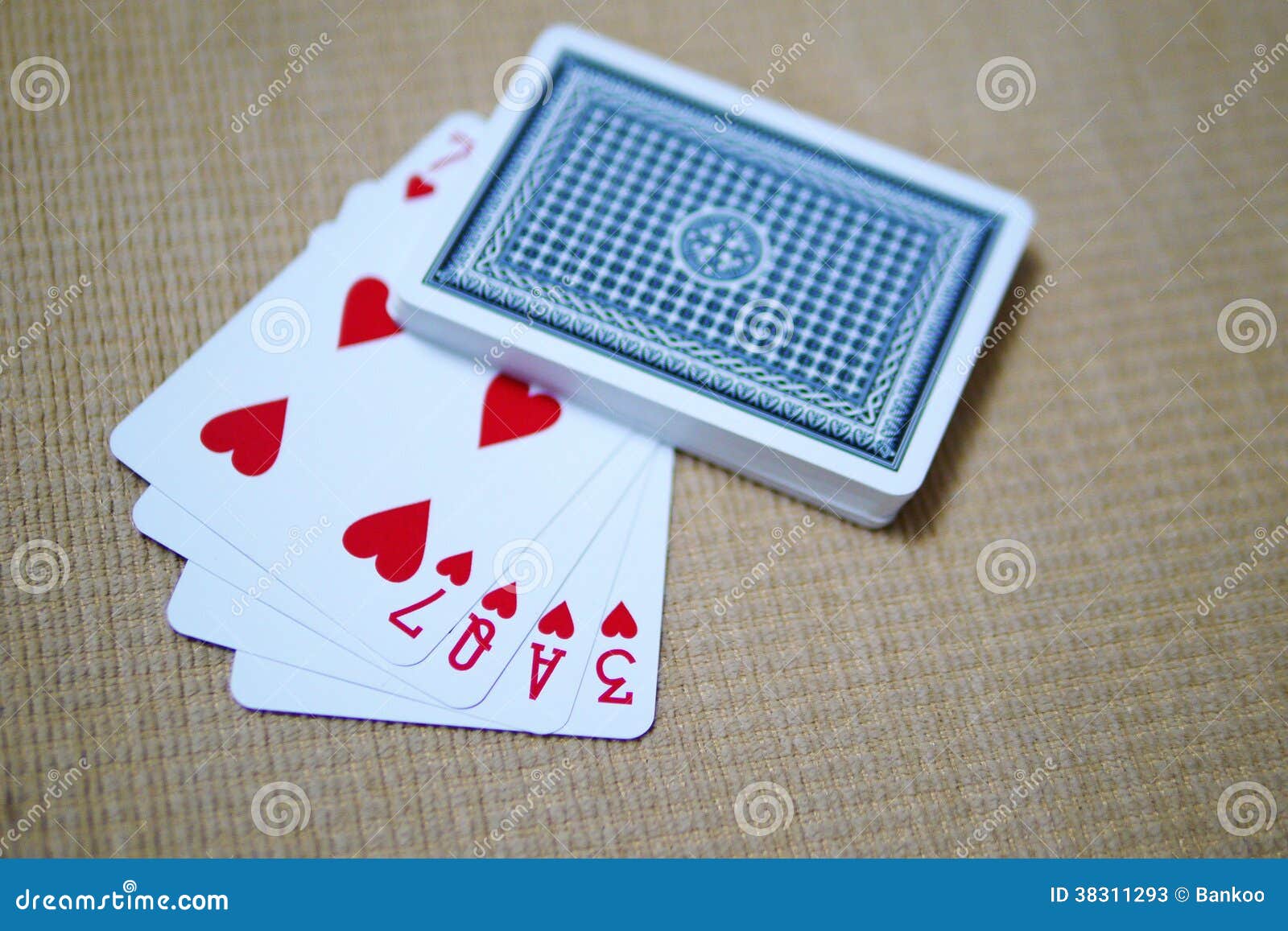 Playing Cards Love Poker of Hearts 7QA3 Stock Image - Image of festive ...