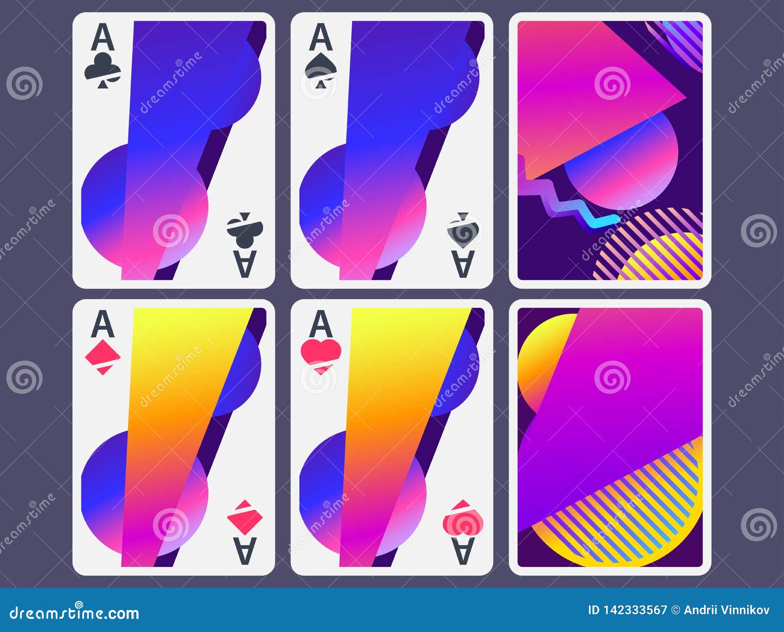 Playing Cards in Modern Style. Gradient Shapes, Geometric Objects. the ...