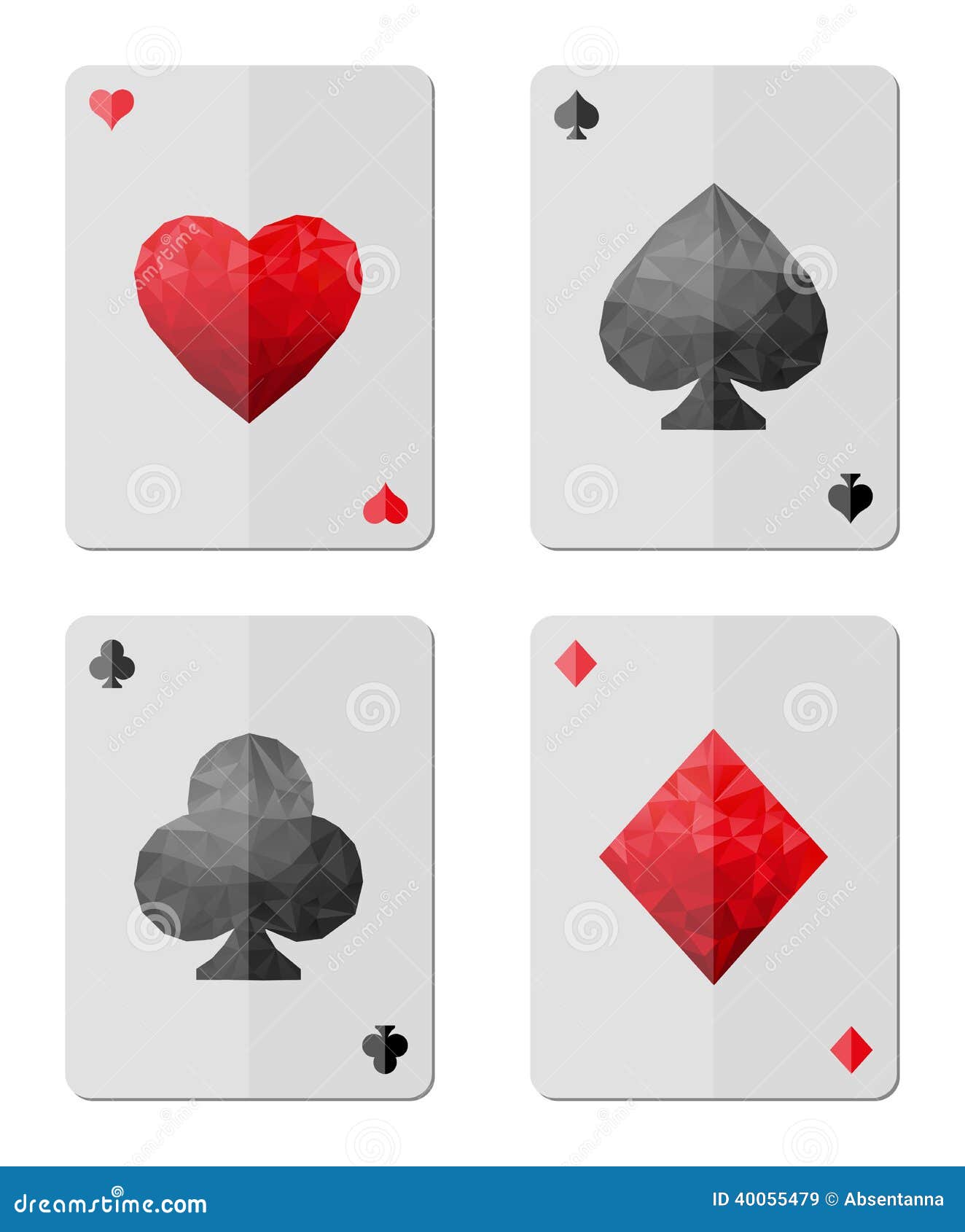 Playing Cards in Modern Triangle Style Stock Vector - Illustration of ...