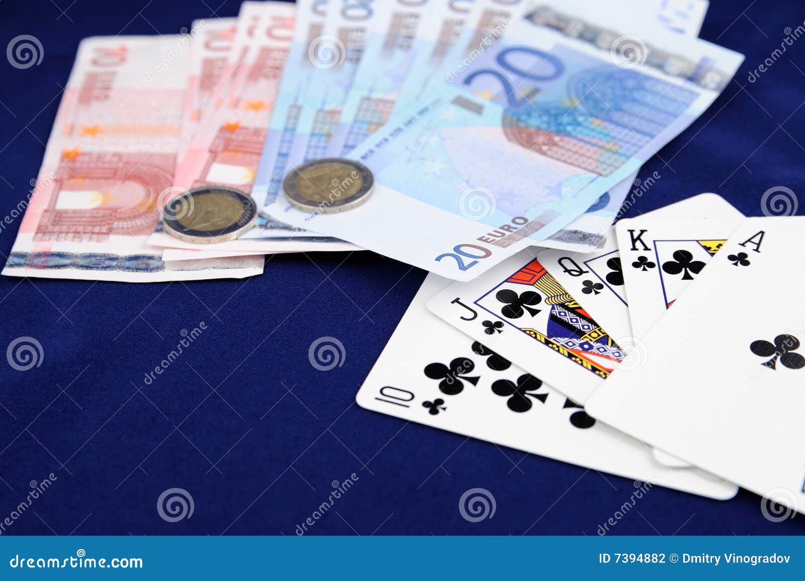 Playing cards with money stock photo. Image of flush, chance - 7394882