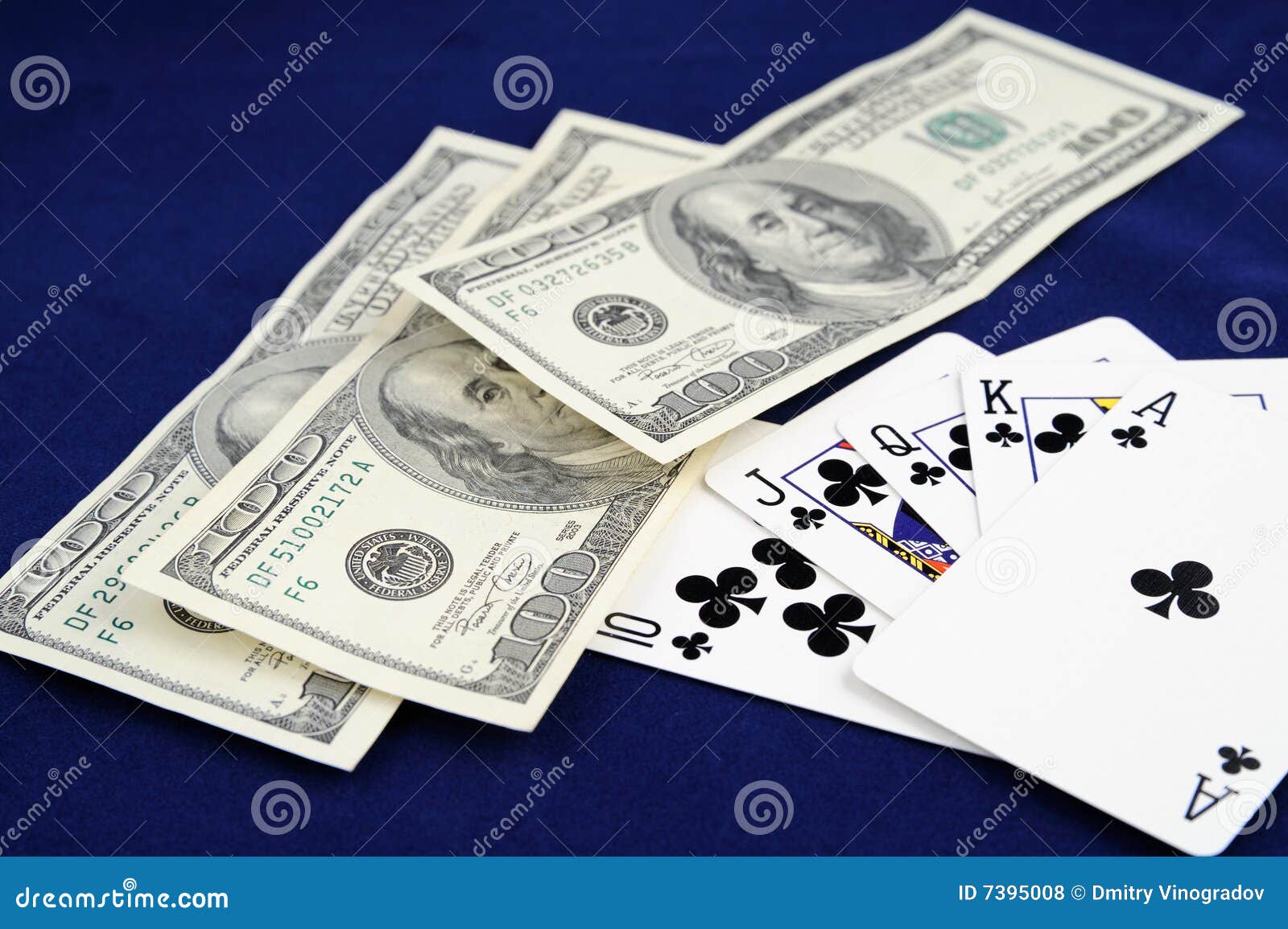 Playing cards with money stock photo. Image of success - 7395008