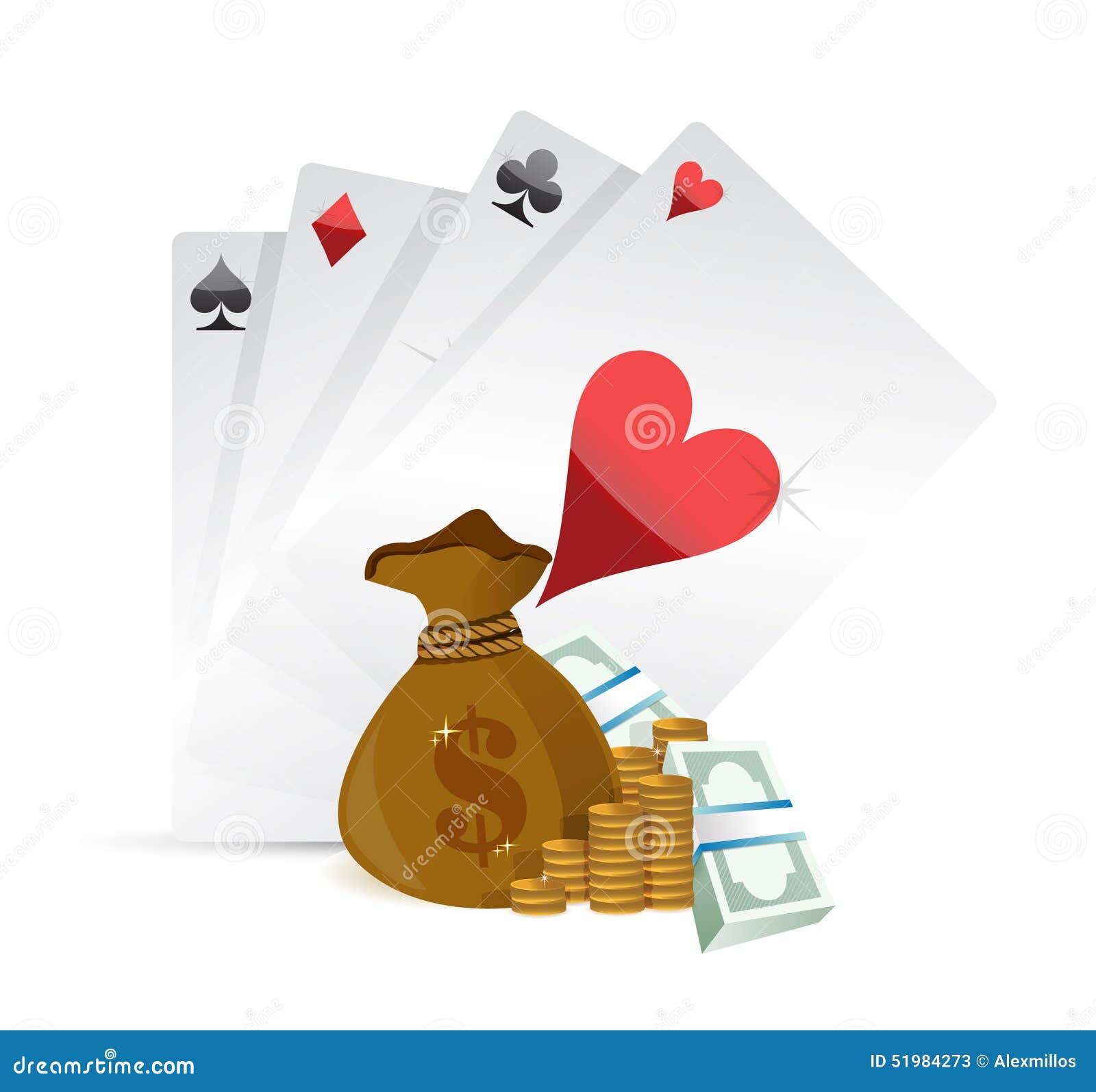 Playing Cards and Money Illustration Stock Illustration - Illustration ...