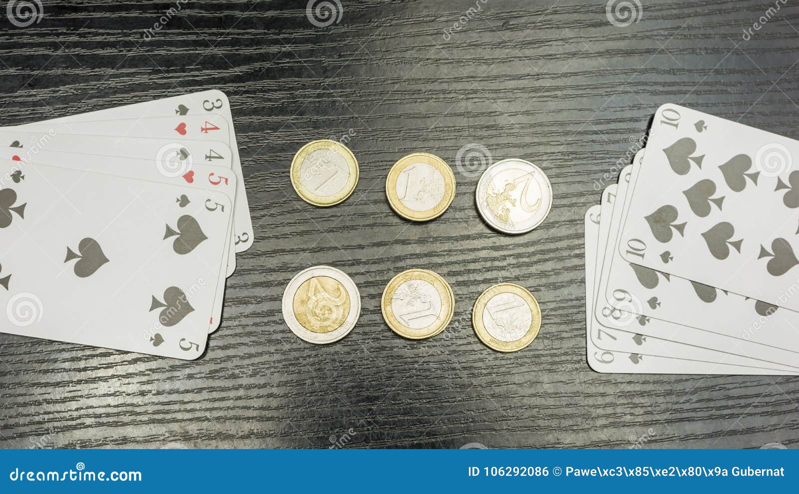 Playing Cards and Money on the Table. Stock Photo - Image of check ...
