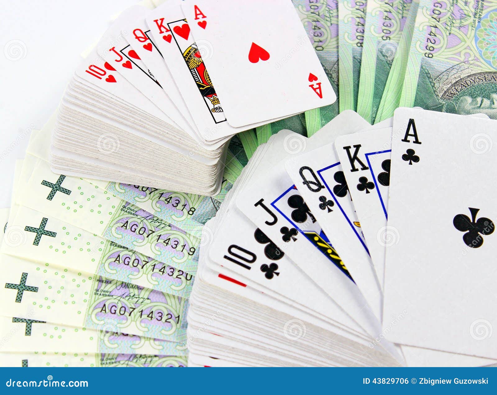 Playing cards and money stock photo. Image of poland - 43829706