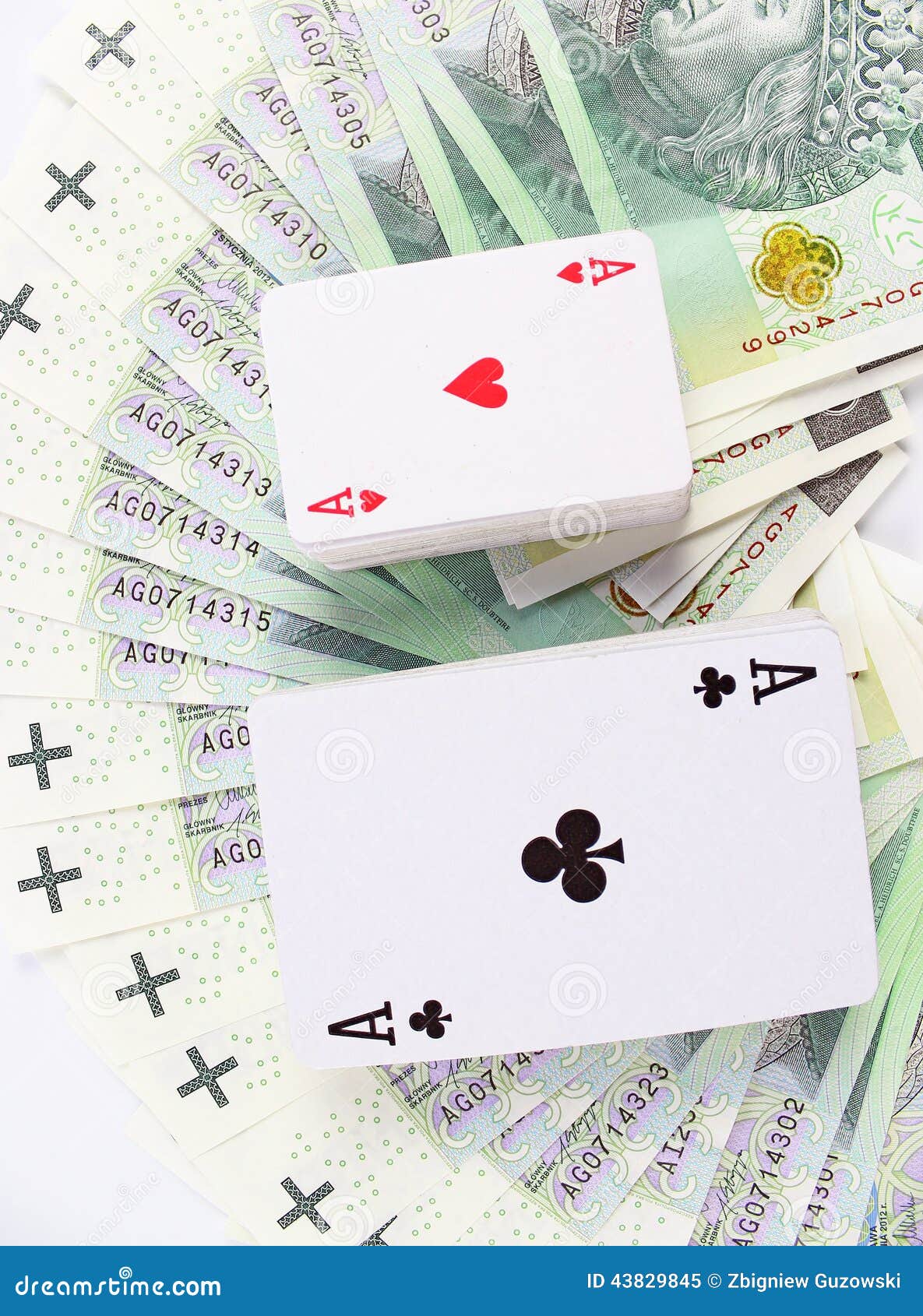 Playing cards and money stock image. Image of cards, poland - 43829845