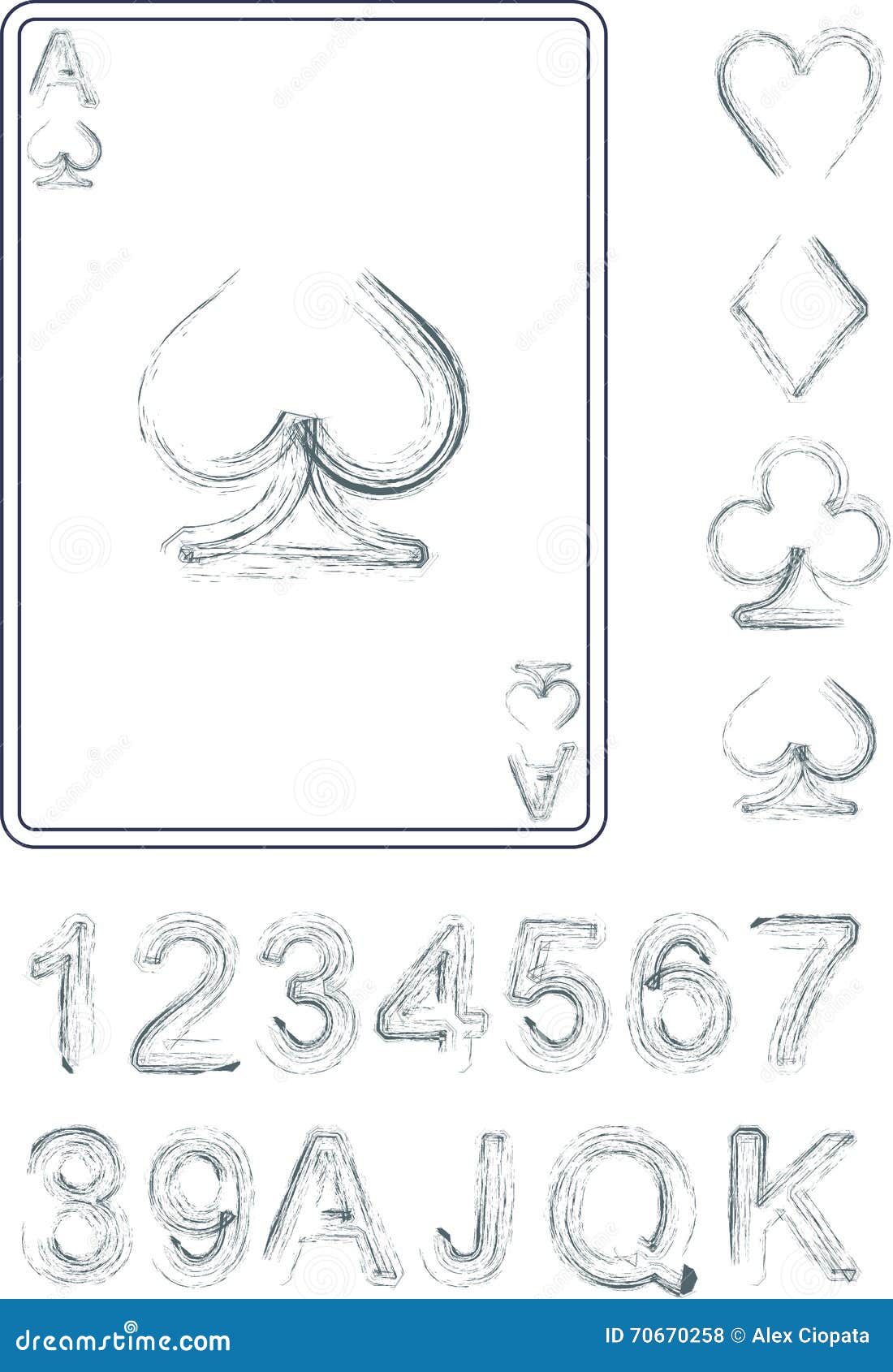 Playing cards numbers stock vector. Illustration of luck - 70670258