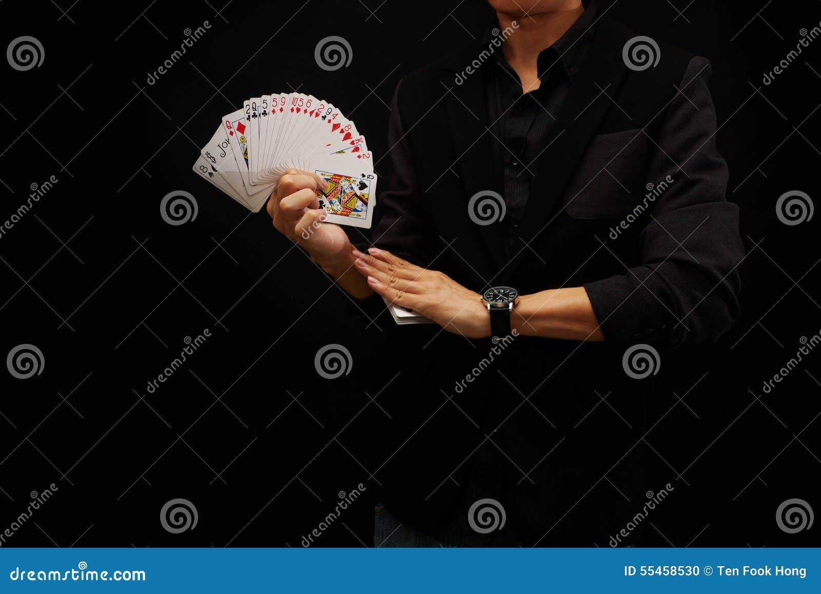 Playing Cards, One Hand Fan Stock Photo - Image of playing, game: 55458530