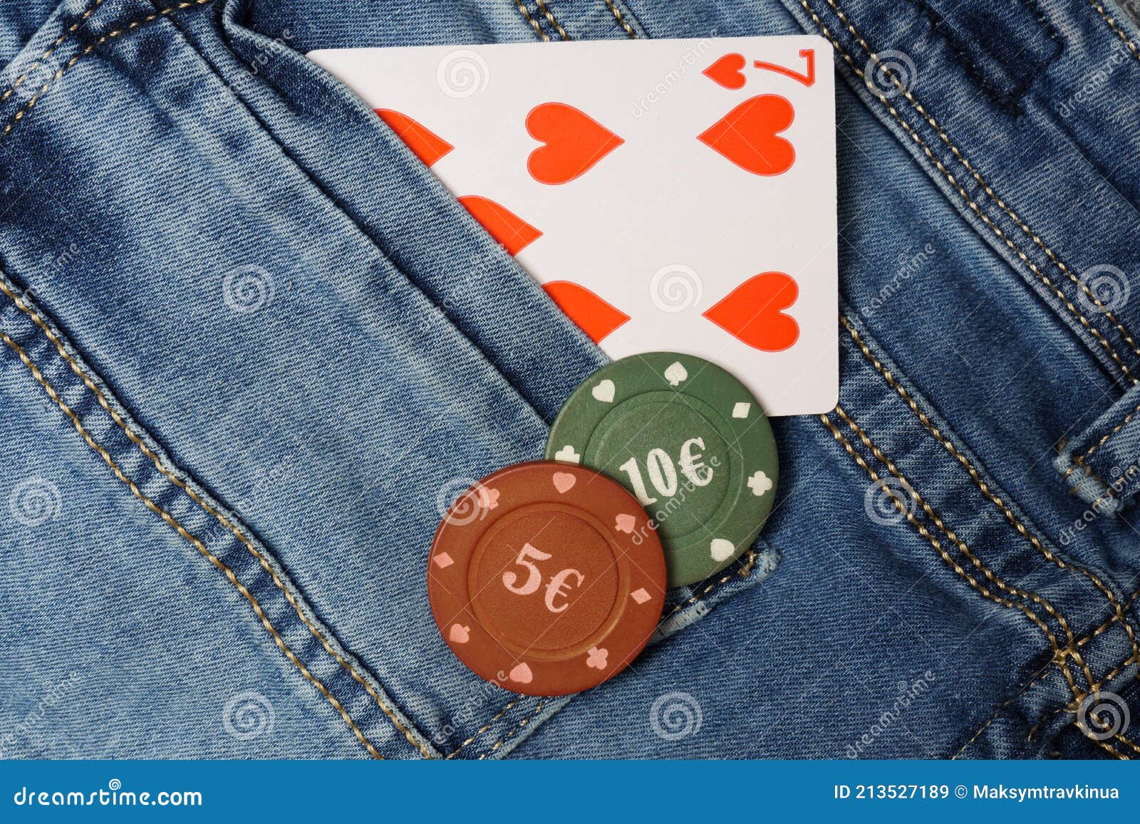 Playing Cards and Poker Chips in Denim Pants Pocket Stock Image - Image ...
