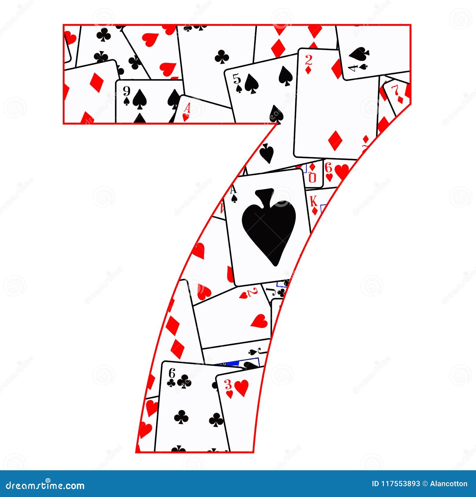 Number Seven Cards stock vector. Illustration of drawing - 117553893