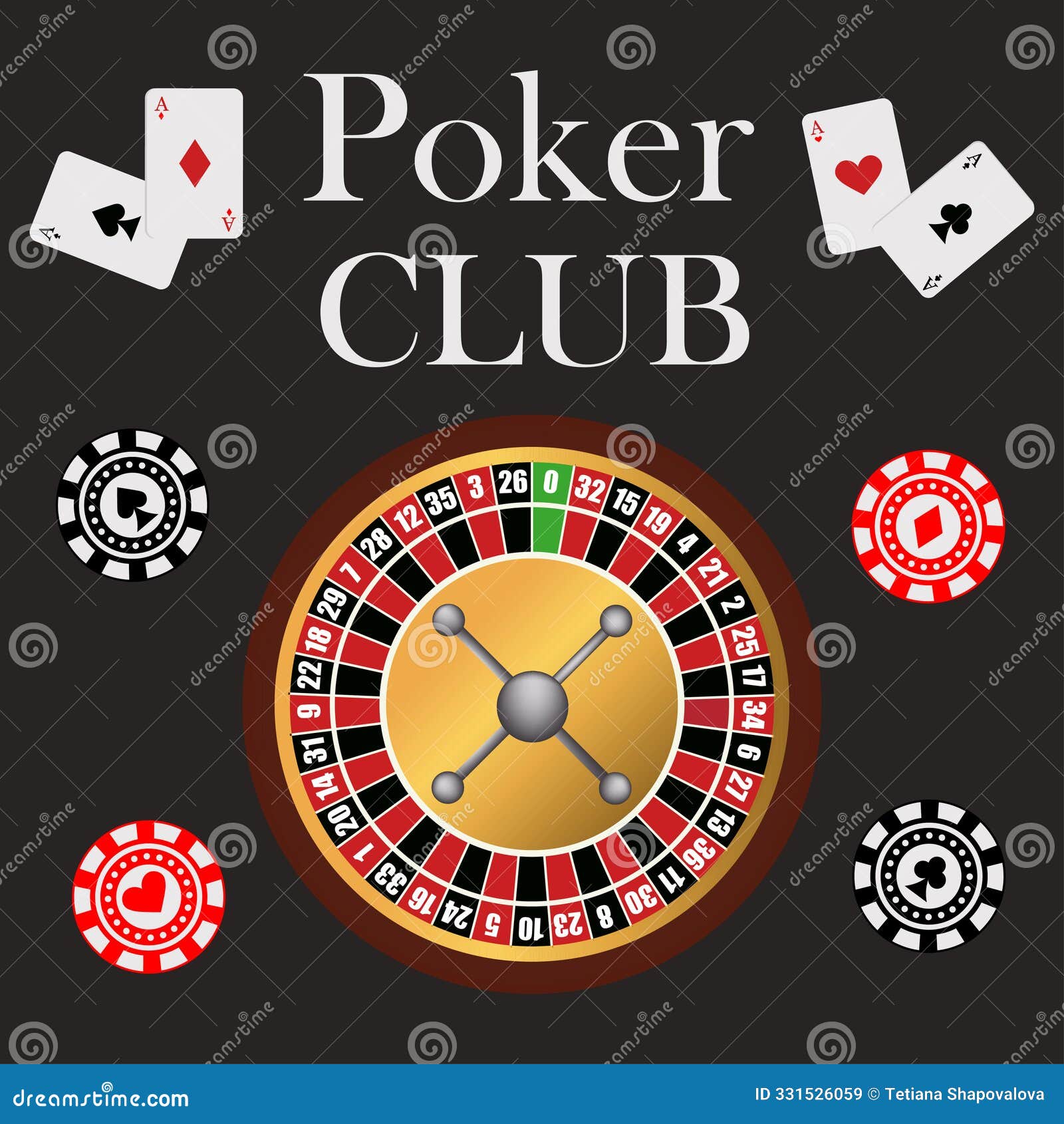 Playing Cards, Roulette Wheel and Gambling Chips Stock Illustration ...