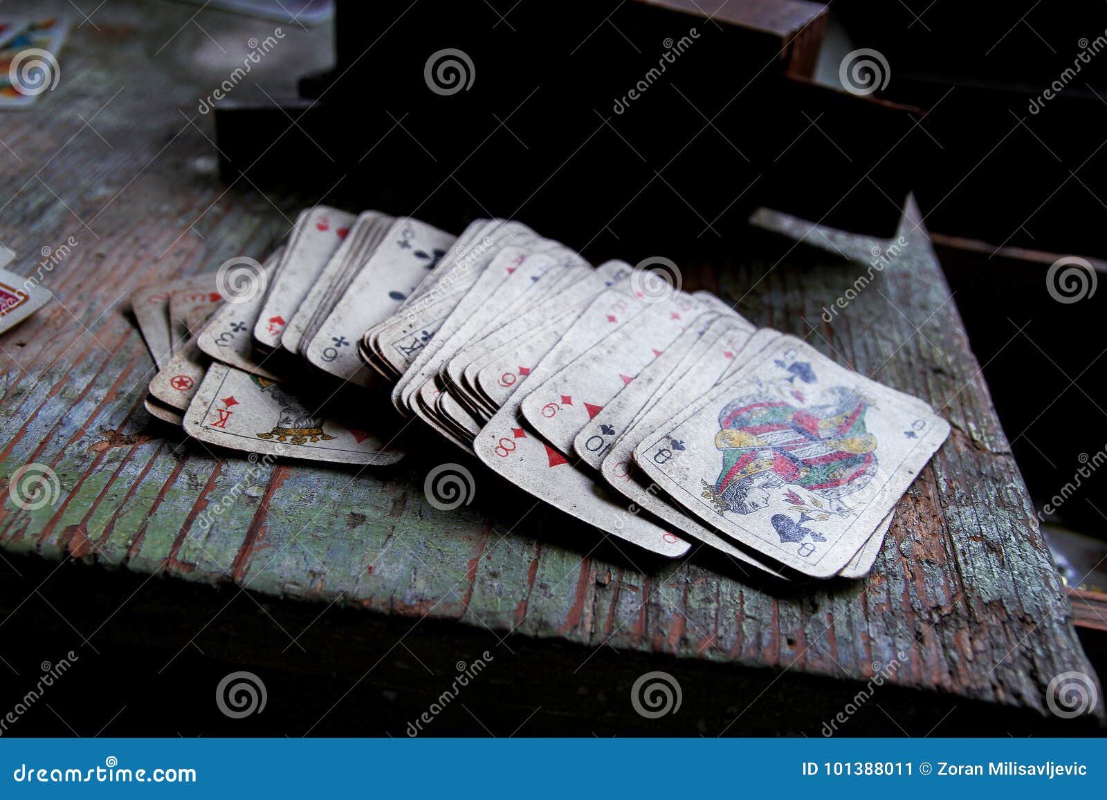 Playing Cards on Wooden Table Stock Image - Image of industry, finance ...