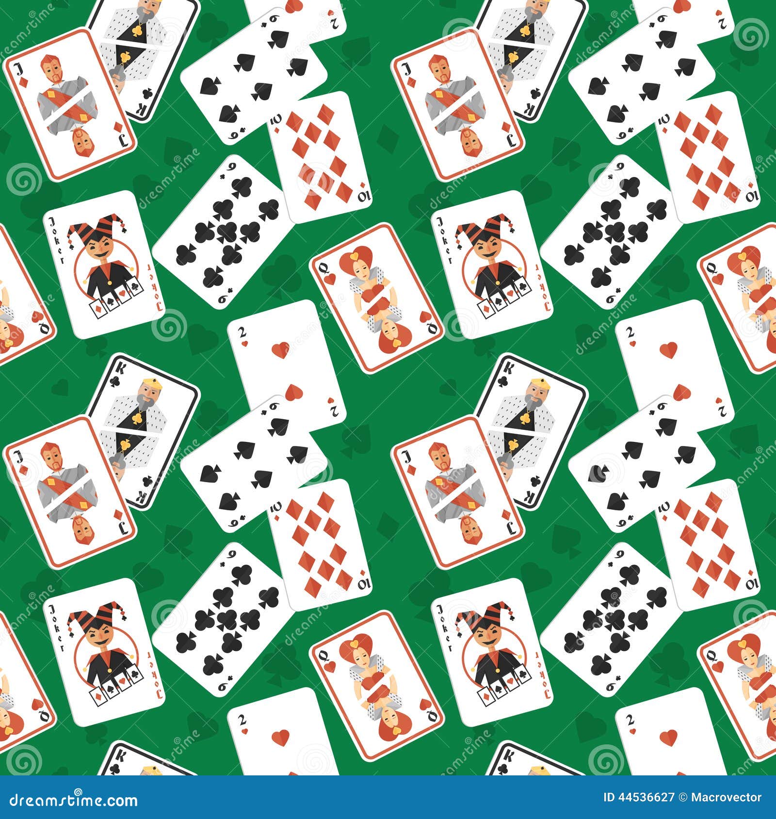 Playing Cards Seamless Pattern Stock Vector - Illustration of flush ...