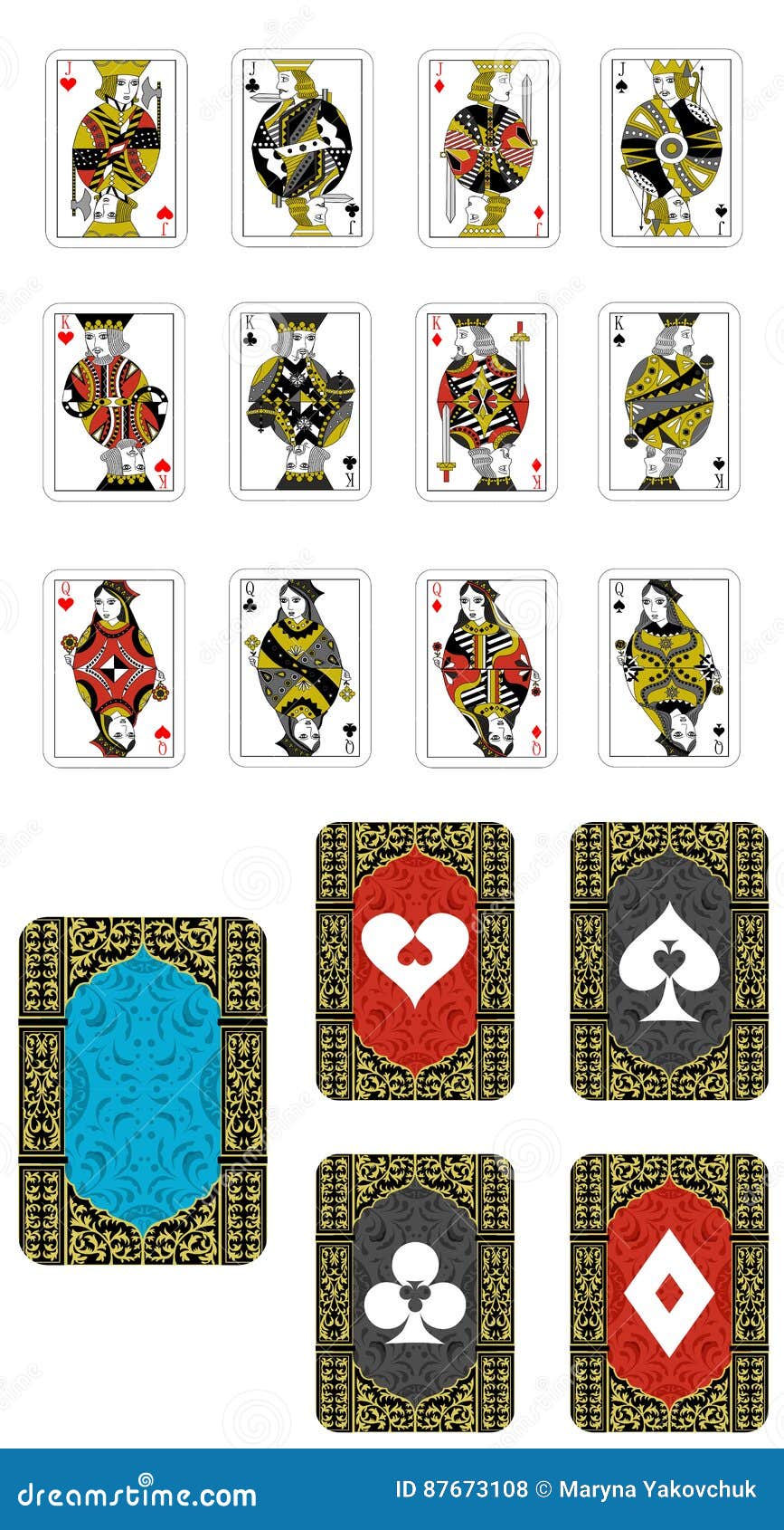 The playing cards stock vector. Illustration of gold - 87673108