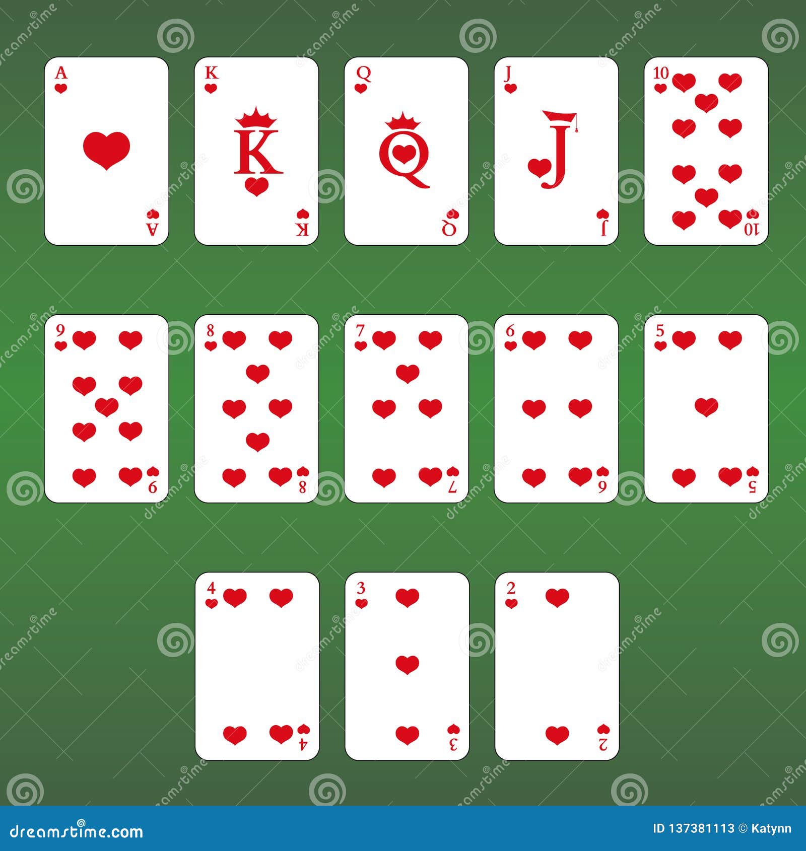 Playing Cards. Set of Hearts Stock Vector - Illustration of leisure ...