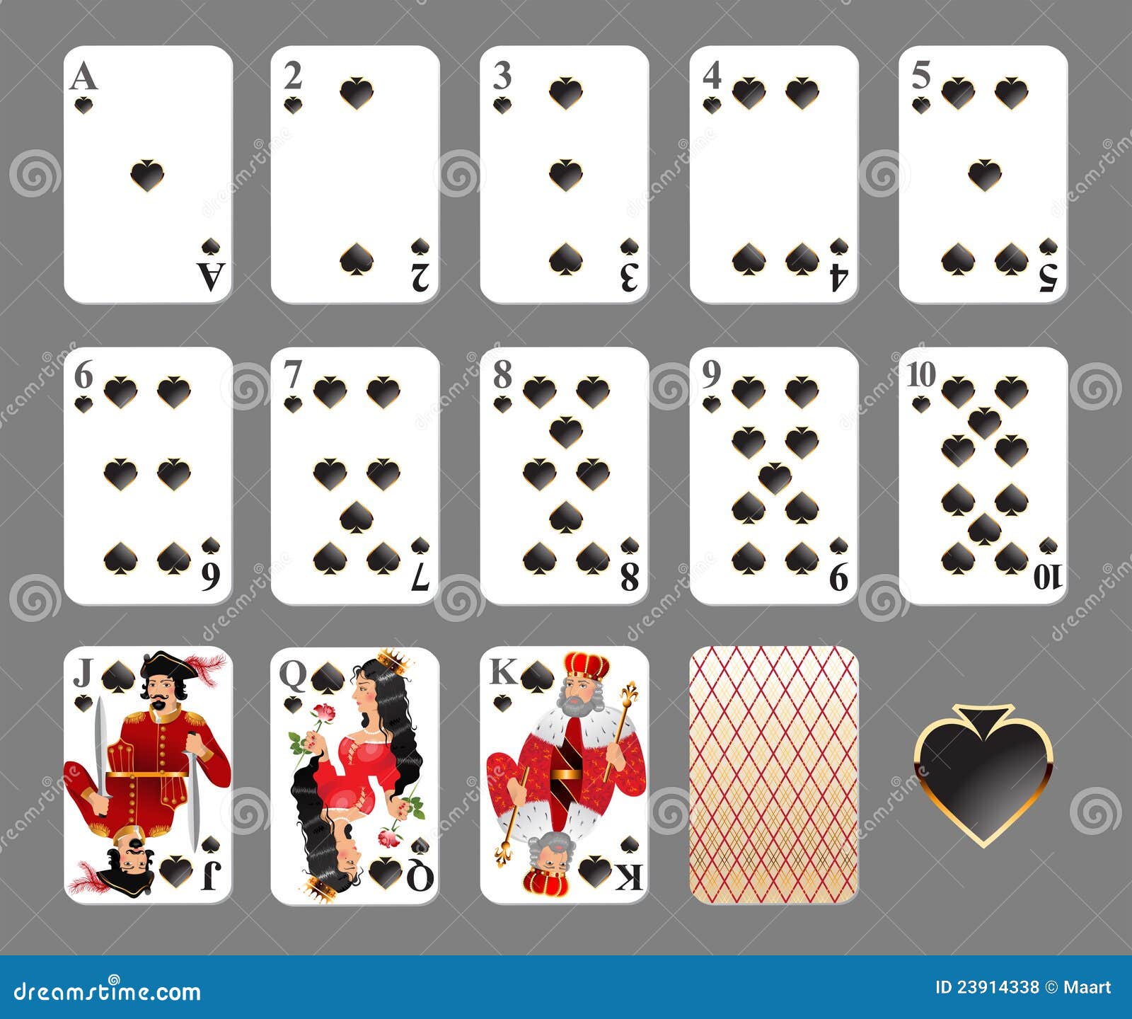 Playing cards - spade suit stock vector. Illustration of luck - 23914338