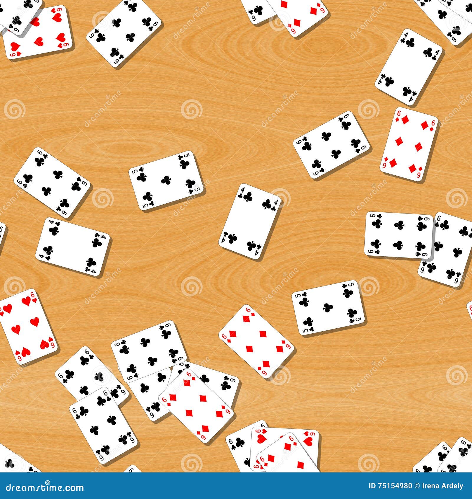 Playing Cards on Wooden Table Seamless Background Stock Illustration ...