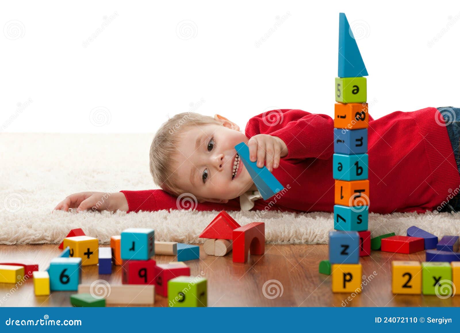 Playing on the Carpet Cheerful Boy Stock Photo - Image of activity ...
