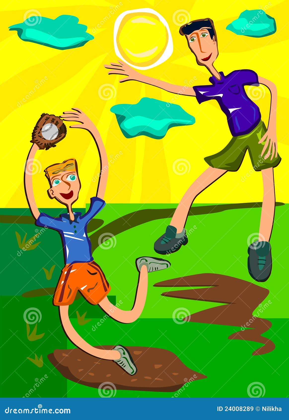 Playing catch with dad stock illustration. Illustration of catch - 24008289