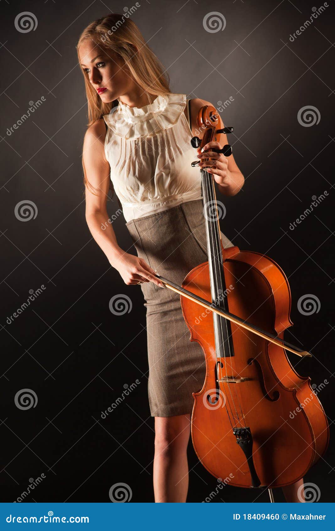 Playing on cello girl stock photo. Image of person, lady - 18409460