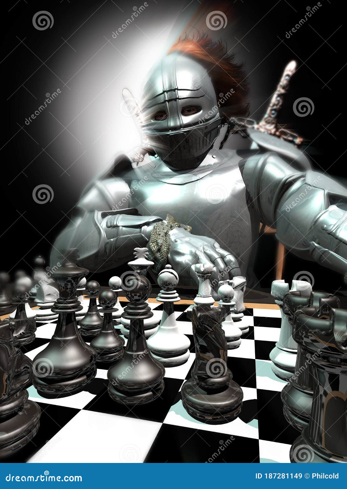 Playing Chess Against the Knight Stock Illustration - Illustration of ...