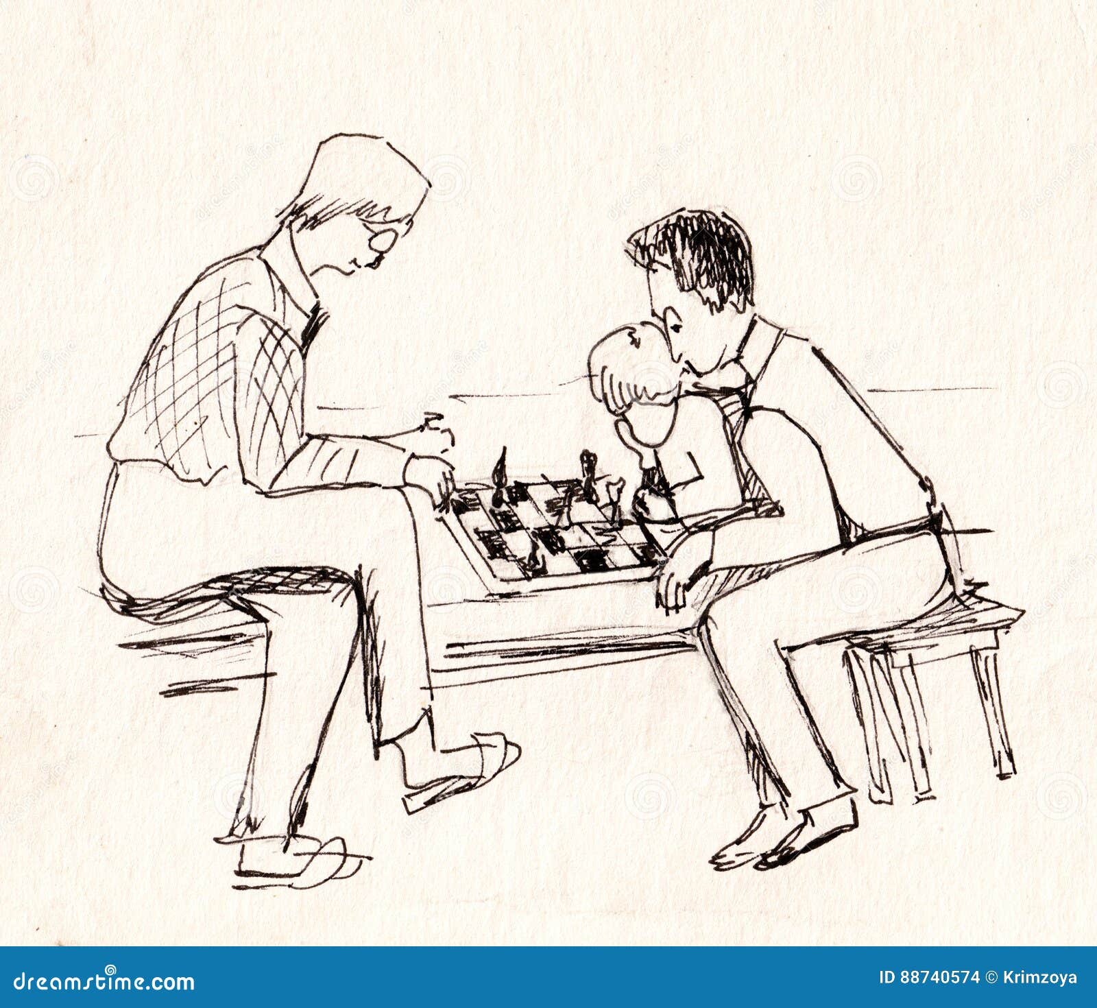 Playing in chess stock illustration. Illustration of painting - 88740574