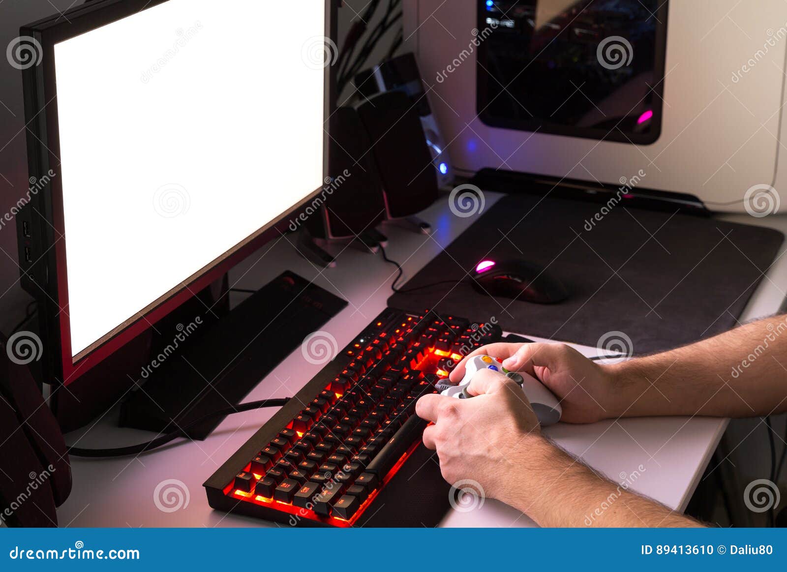 Playing Computer Game with Gaming Gear. Stock Photo - Image of computer ...