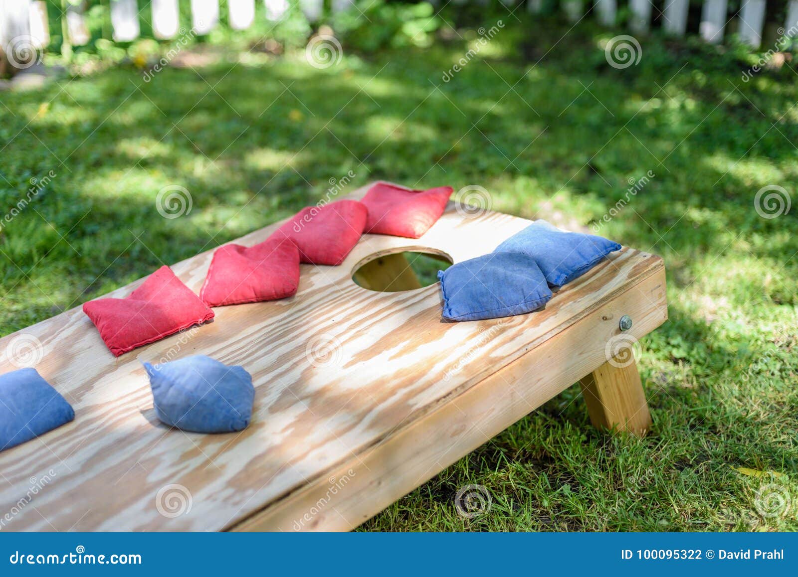 Playing Cornhole in Backyard Stock Photo - Image of macro, plywood ...