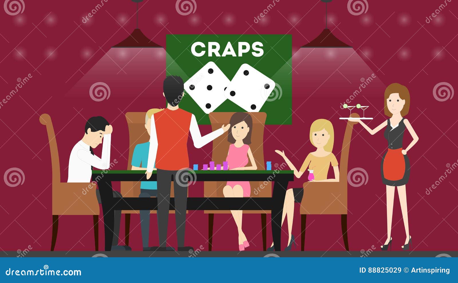 Playing craps in casino. stock vector. Illustration of flat - 88825029