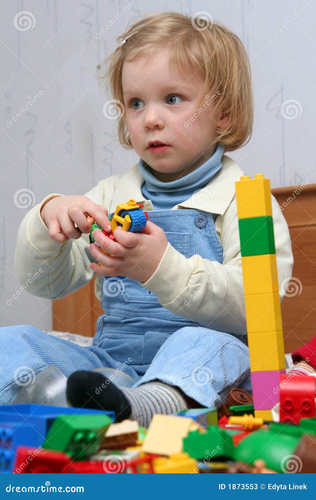 Playing with cube blocks stock image. Image of girl, bricks - 1873553