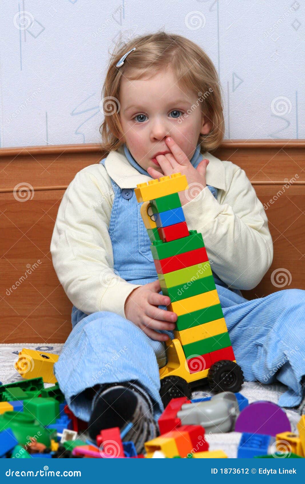 Playing with cube blocks stock photo. Image of blue, kindergarten - 1873612