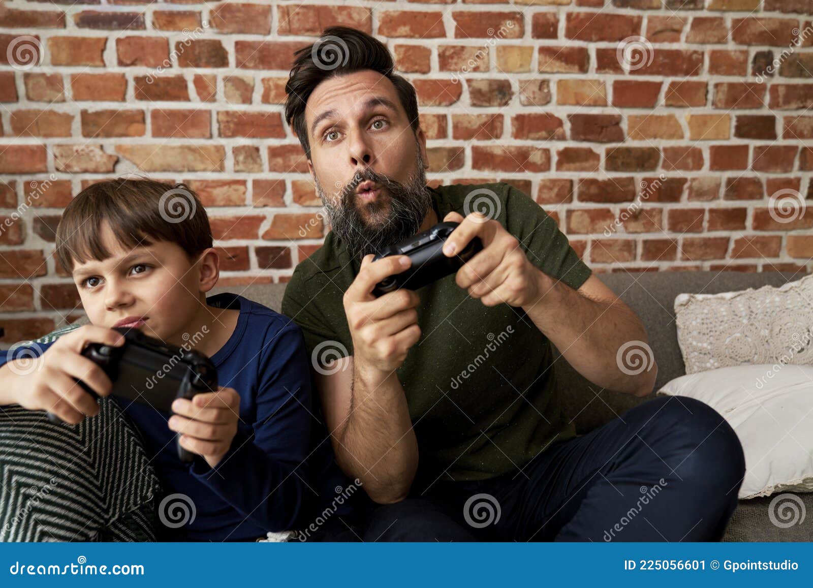 Playing with dad stock image. Image of emotion, interior - 225056601