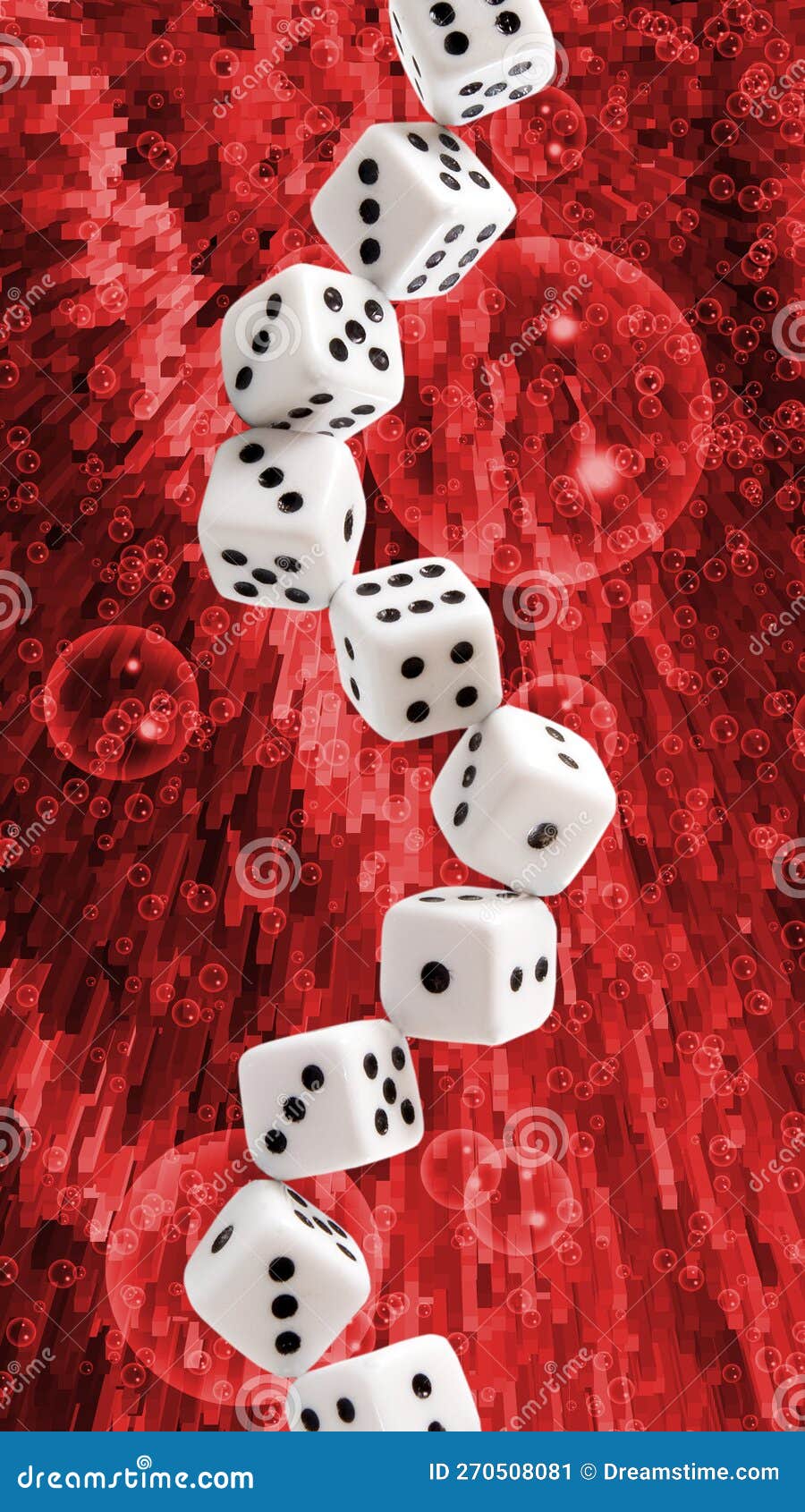 Playing Dice Arranged in a Row on an Abstract Background Stock ...
