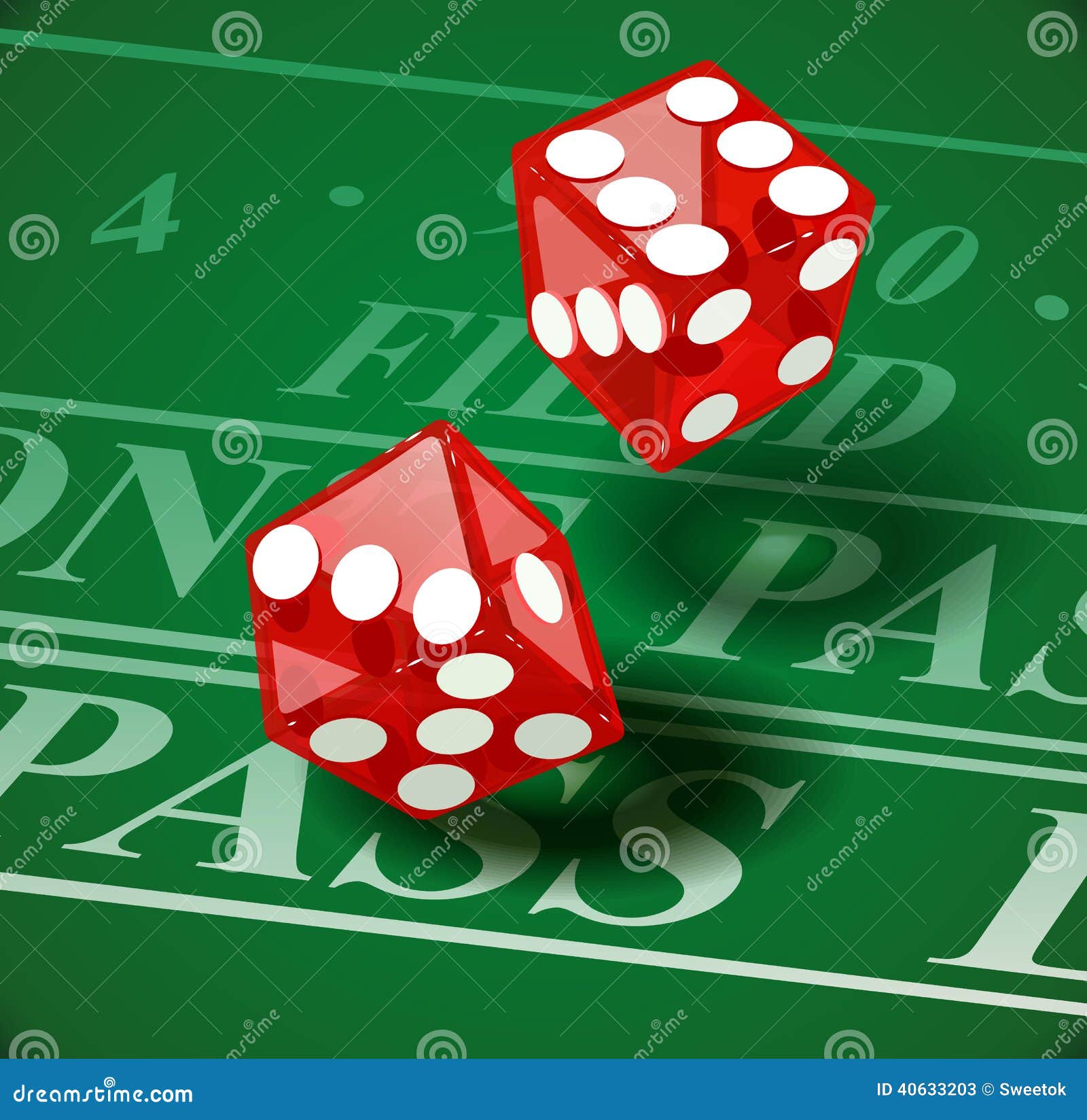Playing Dice on Casino Table Stock Illustration - Illustration of ...