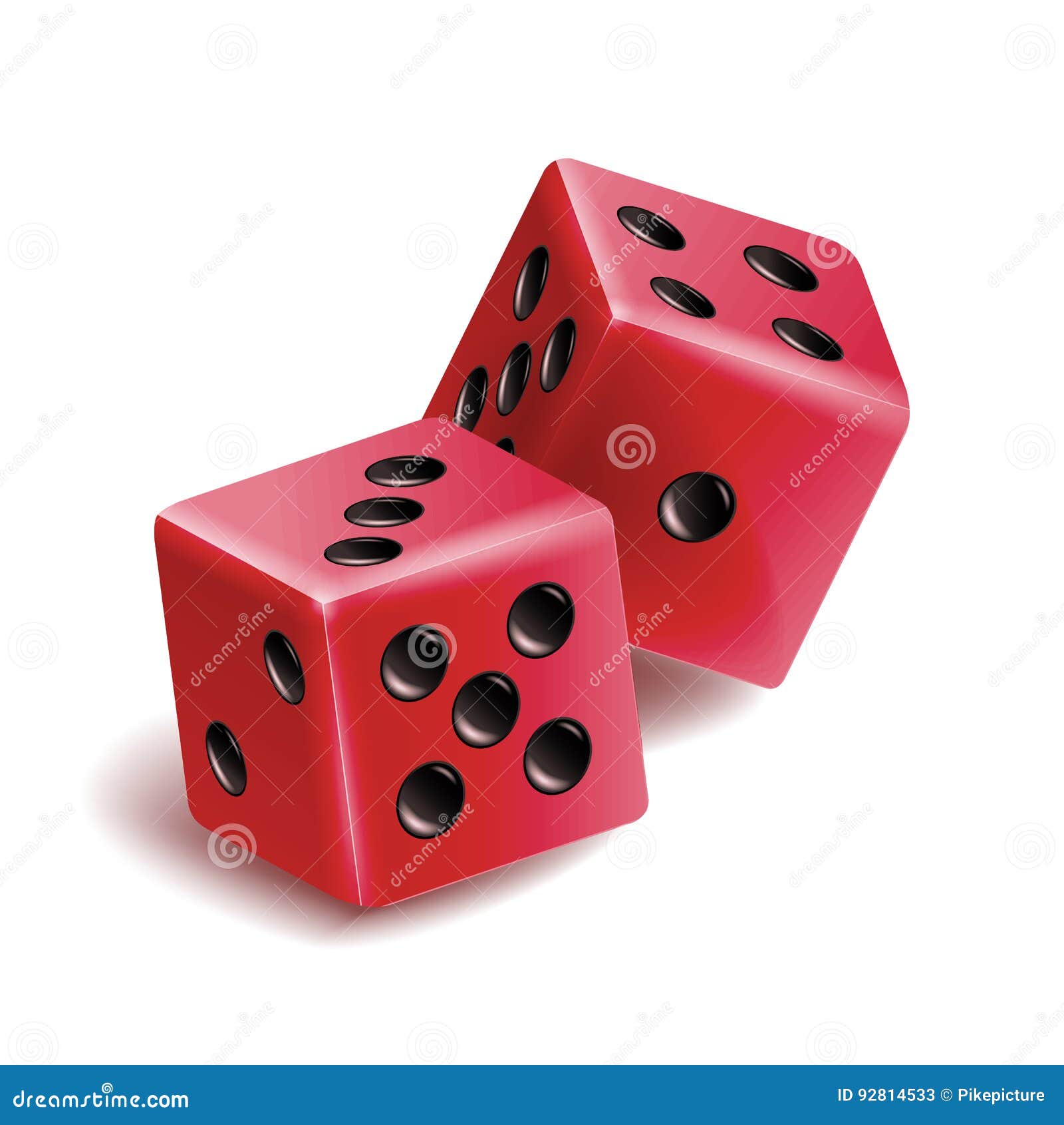 Playing Dice Vector Set. Realistic 3D Illustration of Two Red Dice with ...