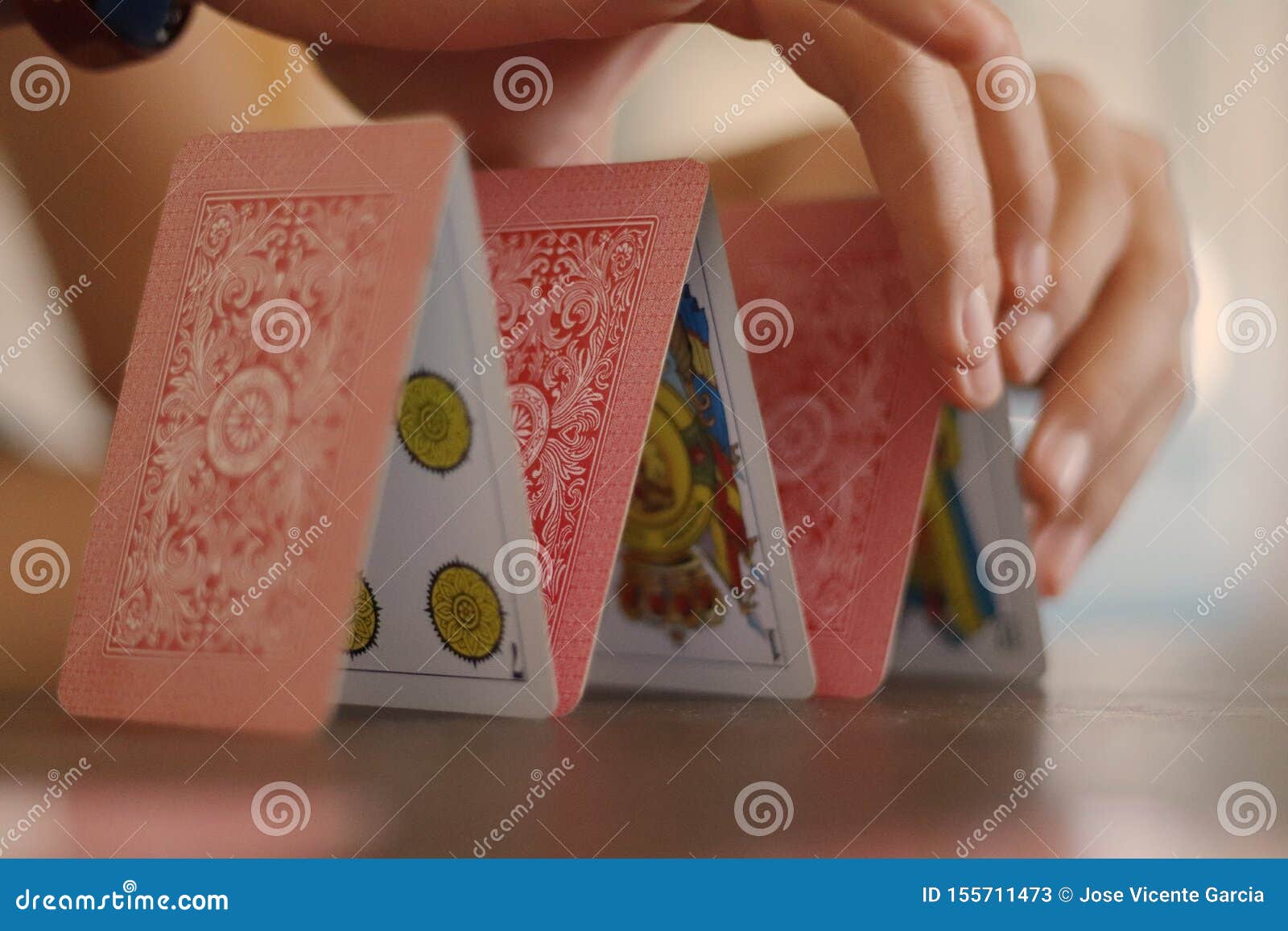 Playing in a Different Way with Cards Stock Image - Image of spanish ...