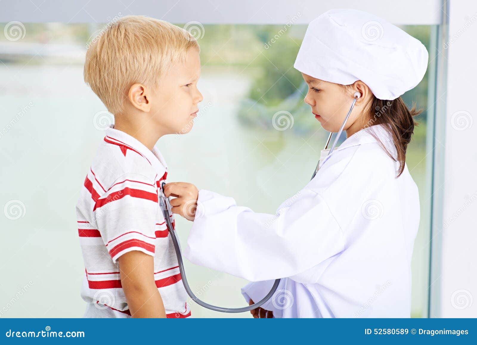 Playing doctor and patient stock image. Image of children - 52580589