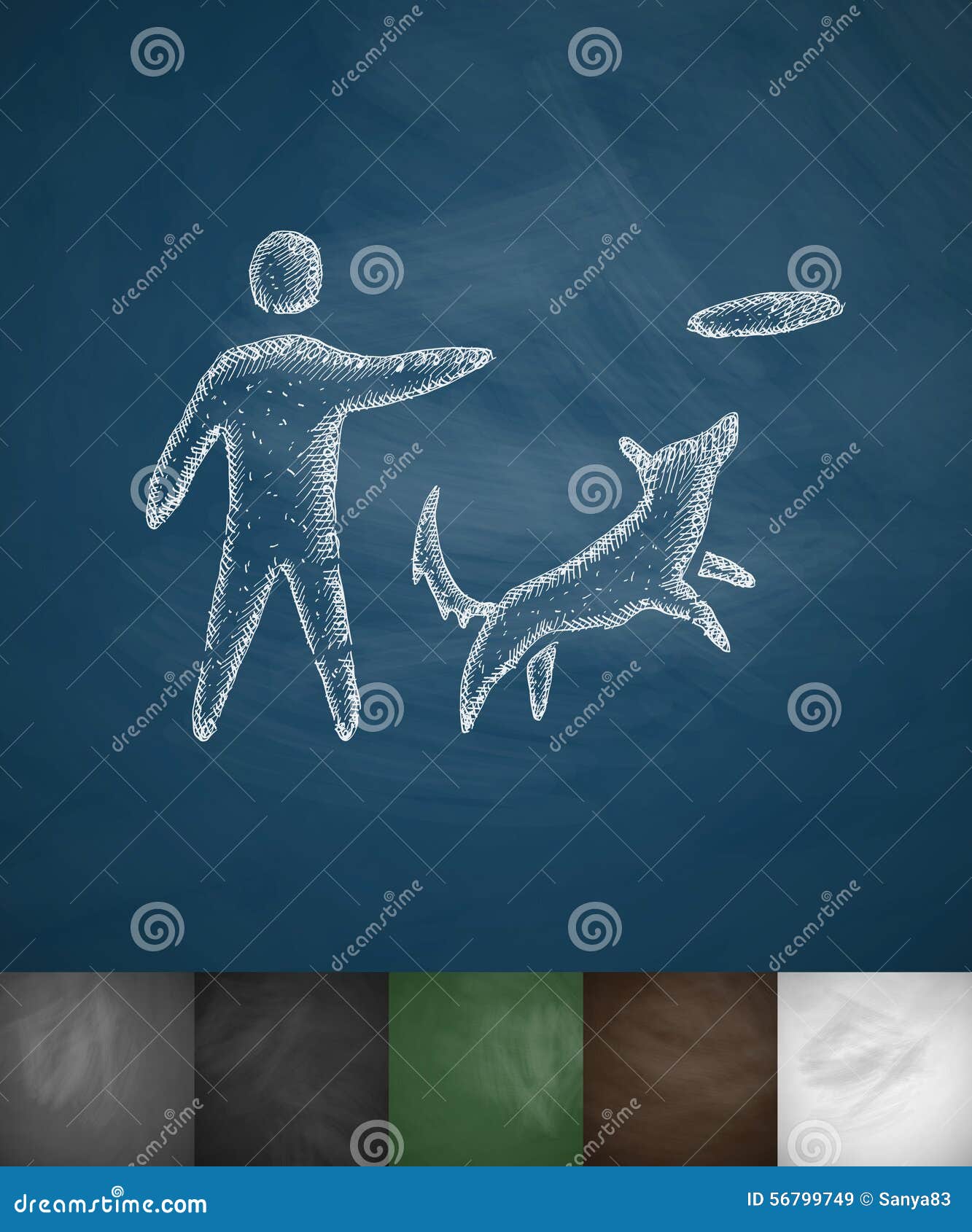 Playing with a dog icon stock vector. Illustration of handwriting ...