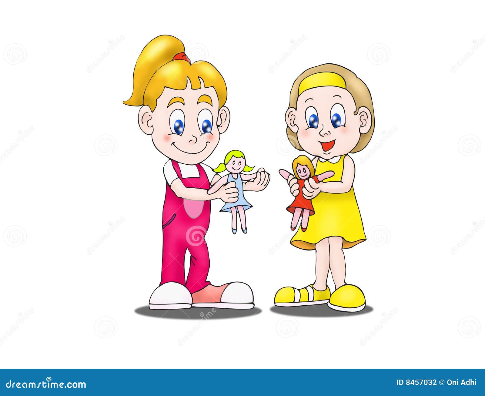Playing doll, isolated stock illustration. Illustration of girl - 8457032