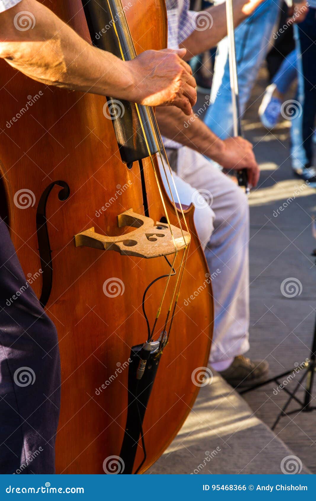 Playing Double Bass Outside Stock Photo - Image of stringed, close ...