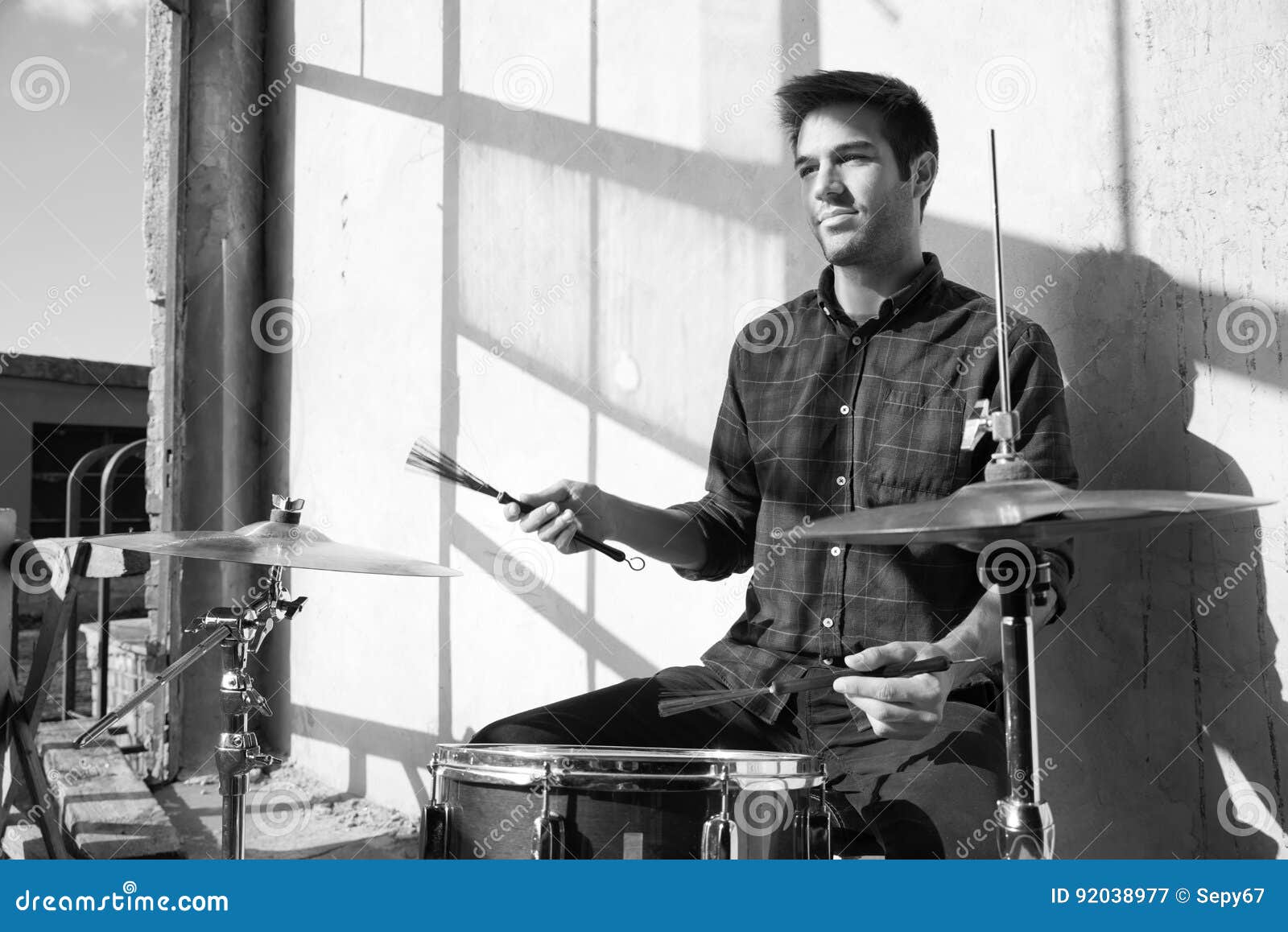 Playing on drum stock image. Image of black, artist, song - 92038977