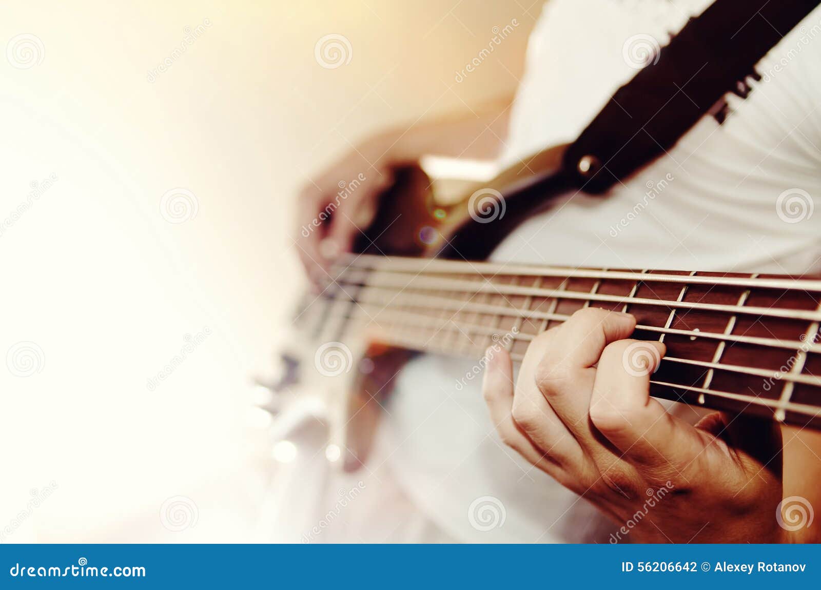 Playing on Electric Bass Guitar Stock Photo - Image of entertainment ...