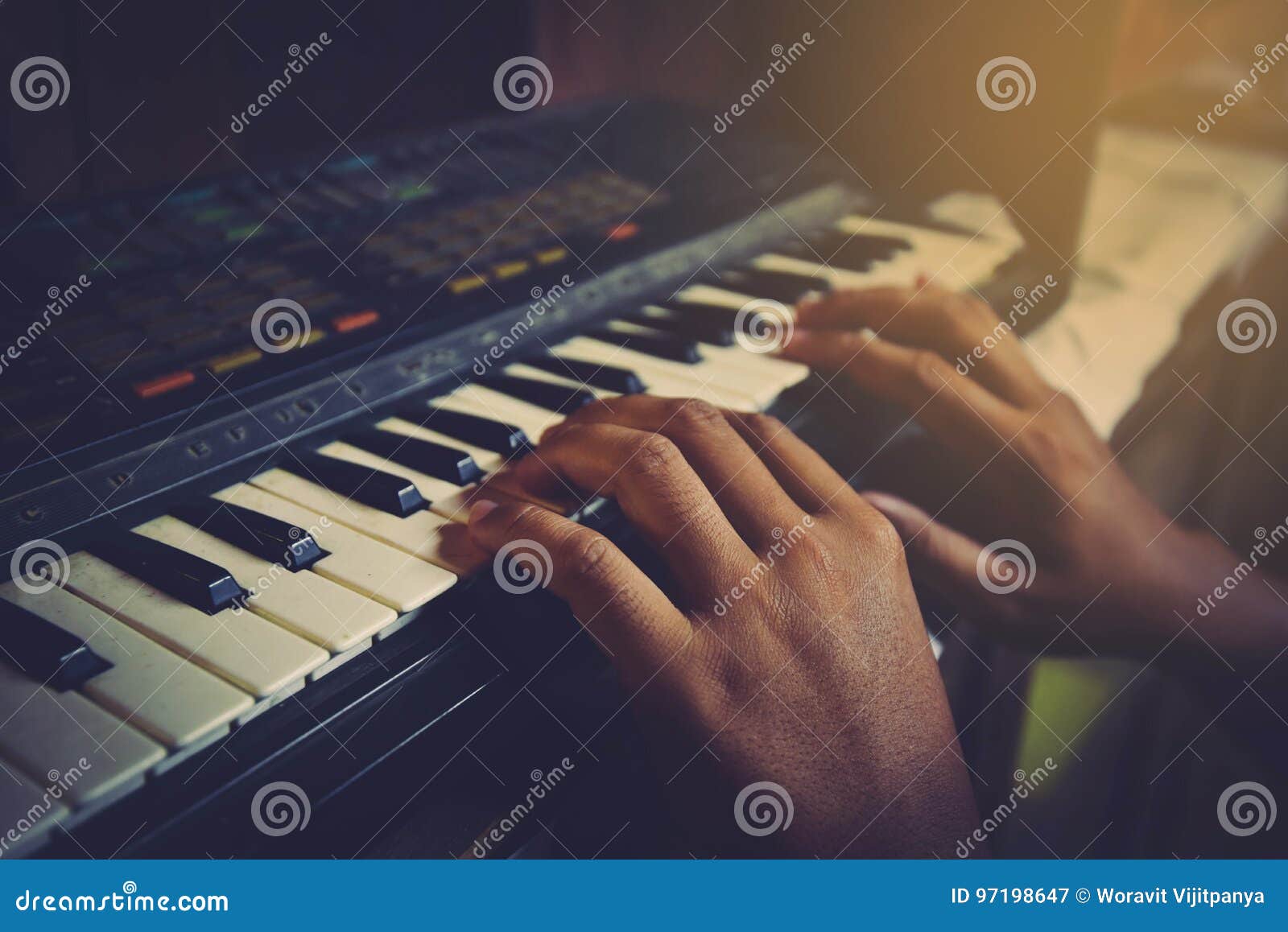Playing Electronic Piano Keyboard Stock Image - Image of keyboard ...