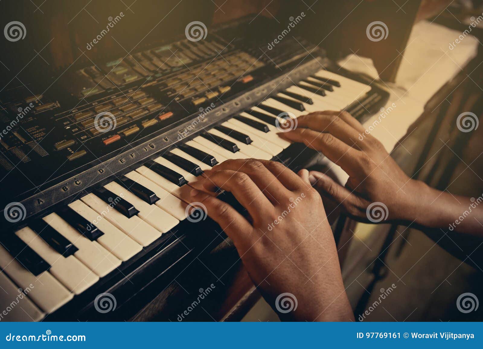 Playing Electronic Piano Keyboard Stock Image - Image of diagonal ...