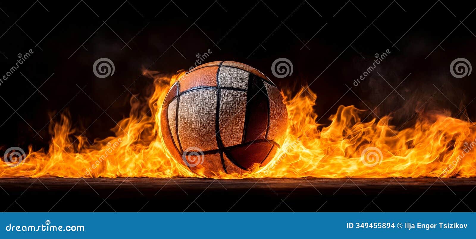 Playing with Fire a Classic Volleyball Engulfed in Flames, Set Against ...