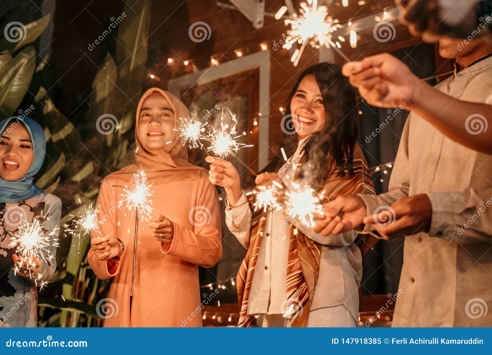 Playing Firework with Friends Stock Image - Image of friend ...